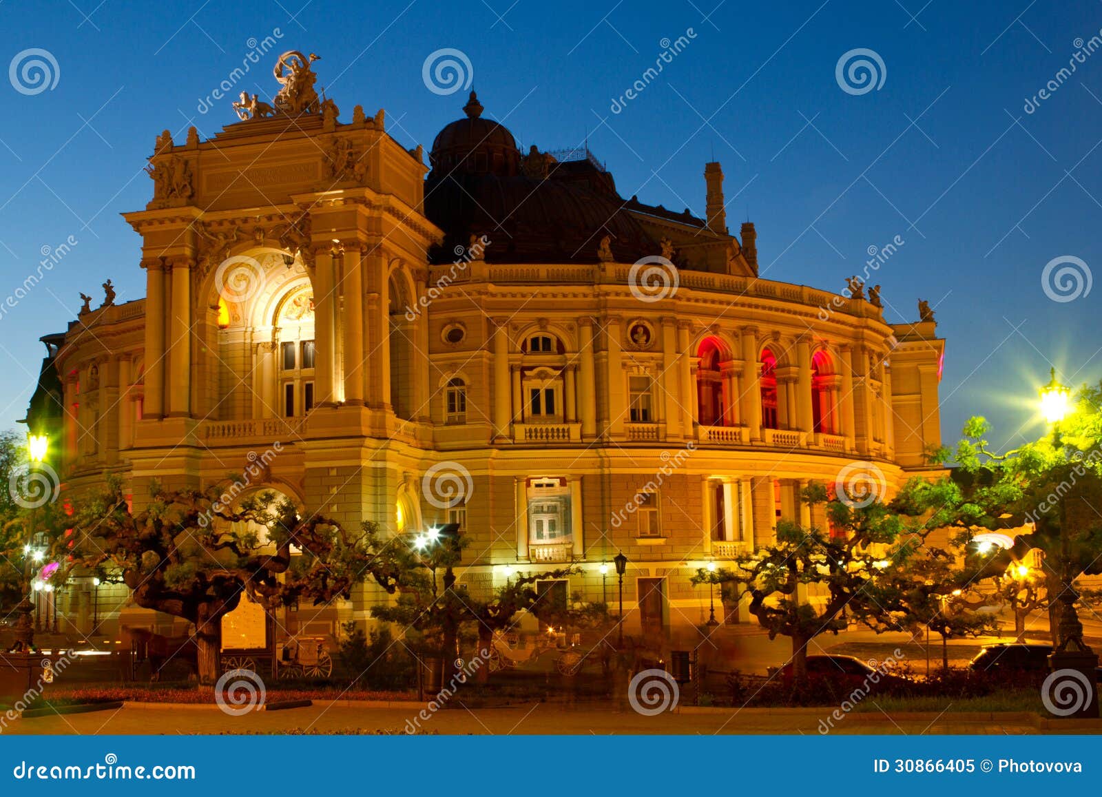 Odessa Opera and Ballet Theater at Night Stock Image - Image of classic ...