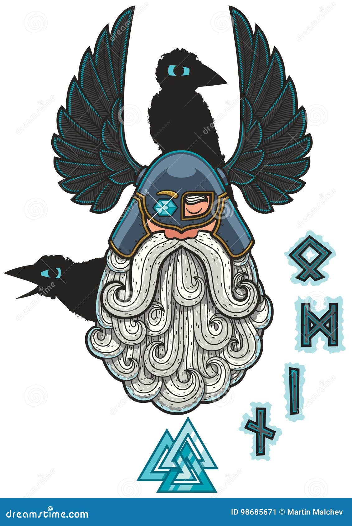 Odin stock vector. Illustration of character, legend - 98685671