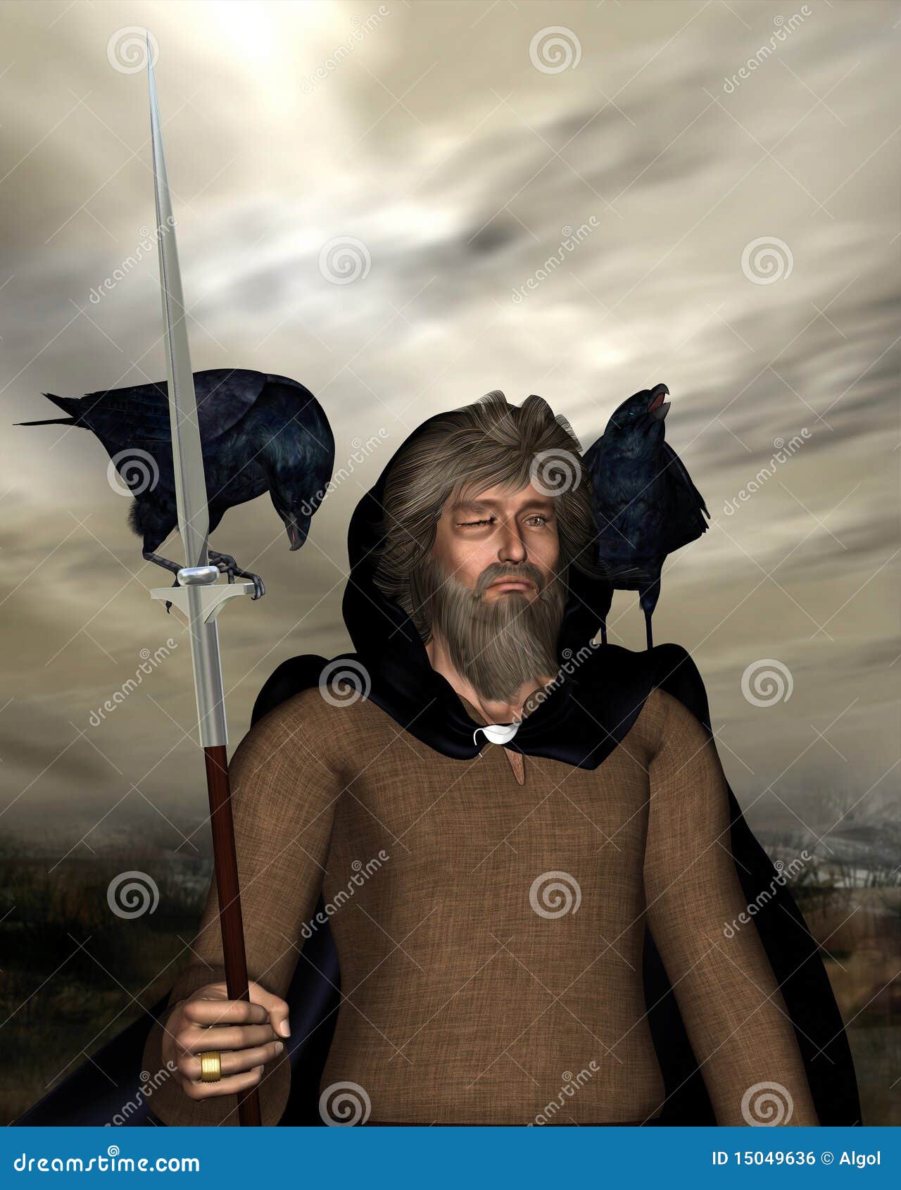 Odin Der Wanderer - Portrait Stock Abbildung - Illustration von digital ...