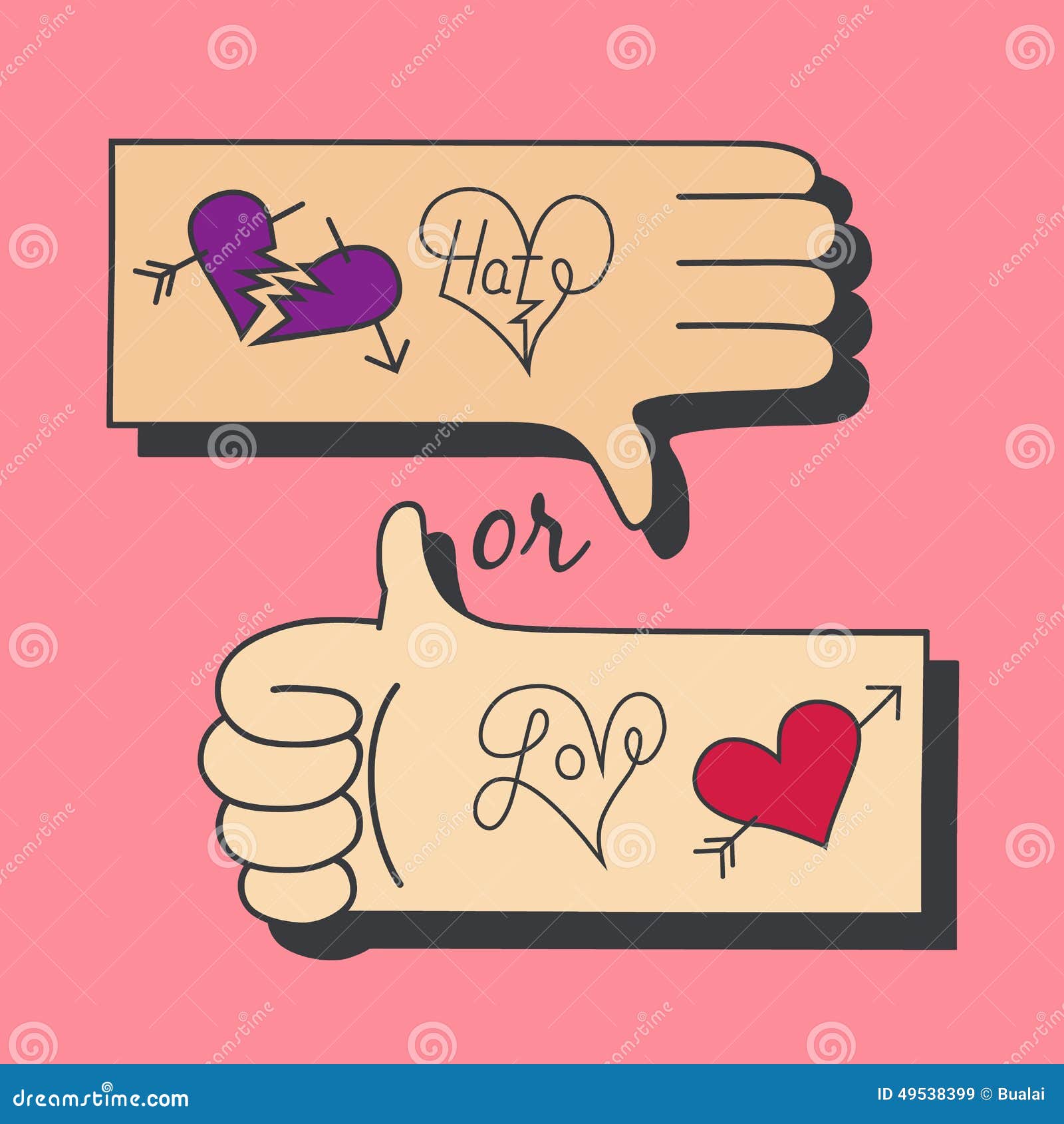 Odio o amor ilustración del vector. Ilustración de dulce - 49538399