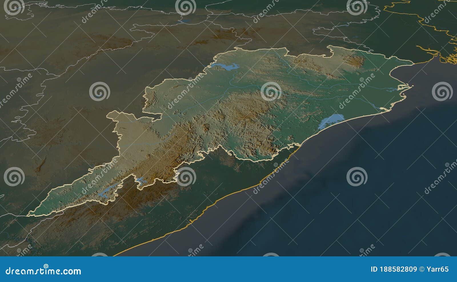 Odisha, India - Outlined. Relief Stock Illustration - Illustration of ...