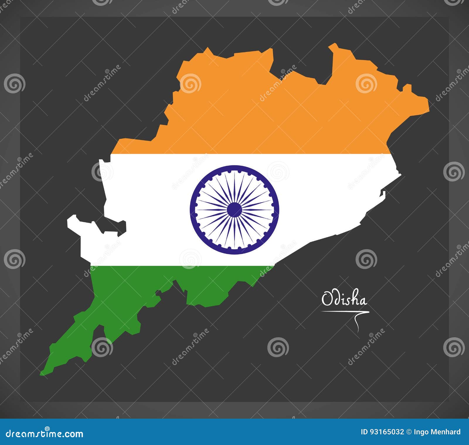 Odisha Map with Indian National Flag Illustration Stock Vector ...