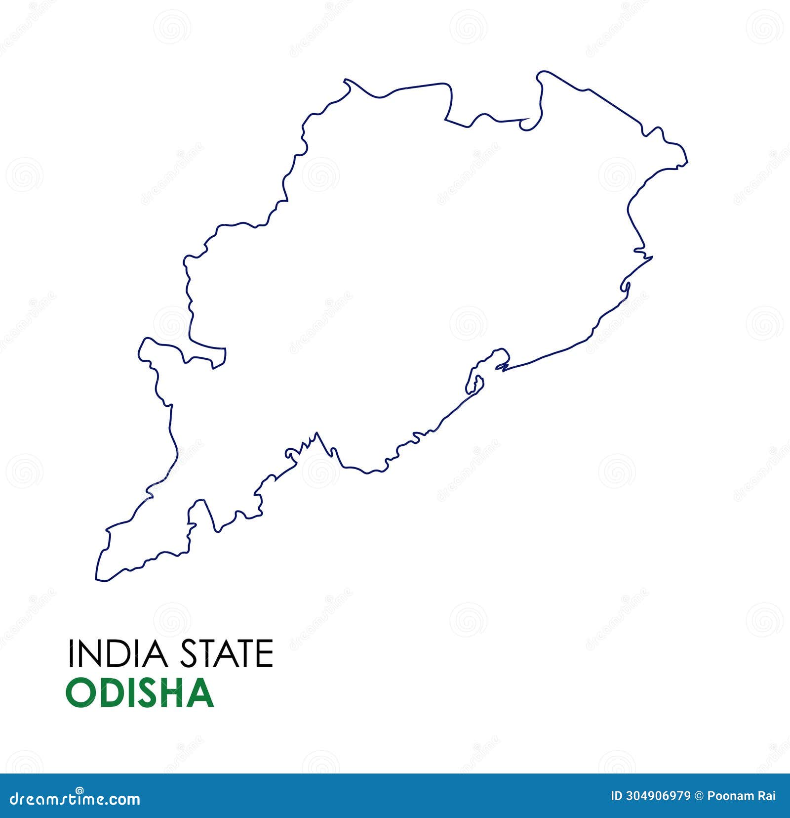 Odisha Map of Indian State. Odisha Map Vector Illustration Stock Vector ...