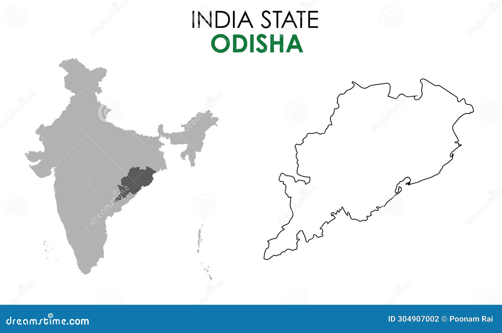 Odisha Map of Indian State. Odisha Map Vector Illustration Stock ...