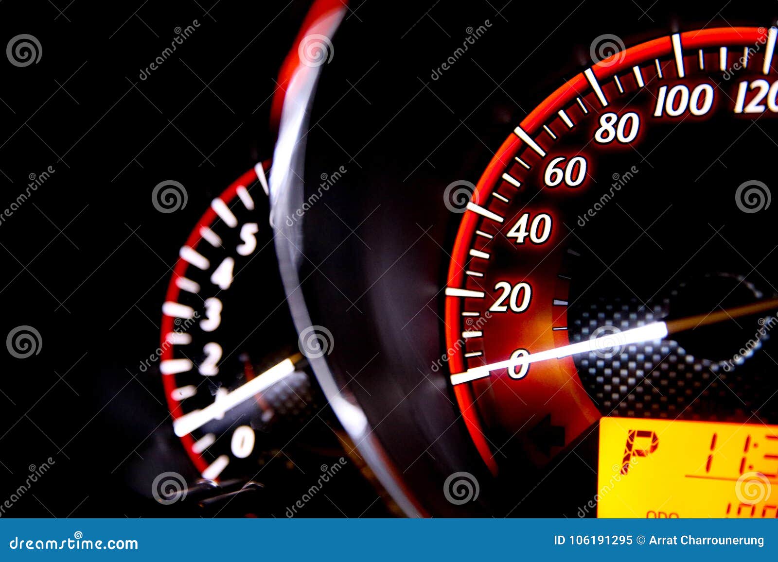 Odometer Speed in my car stock image. Image of glowing - 106191295