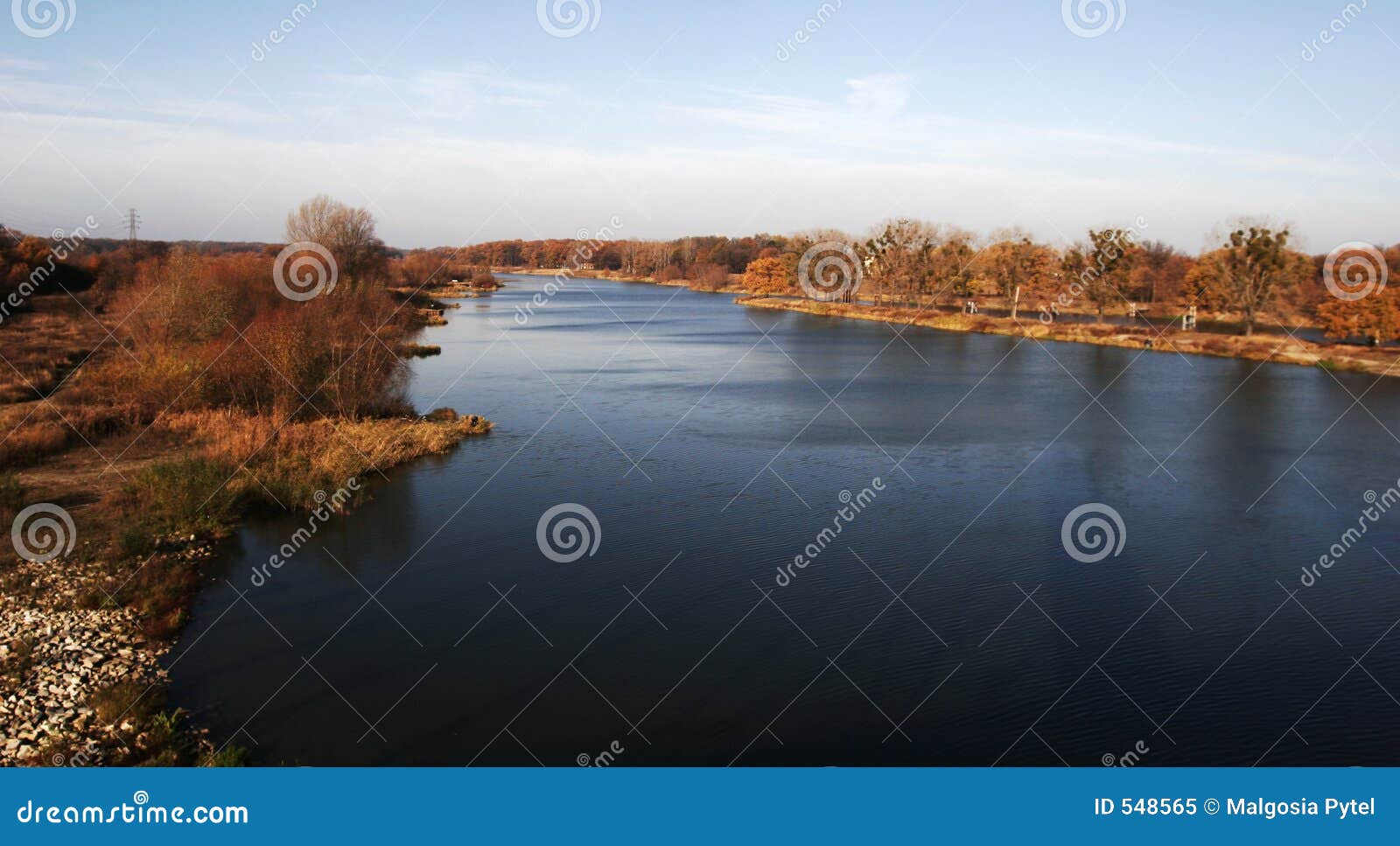 Odra river stock image. Image of bank, sunny, golden, blue - 548565