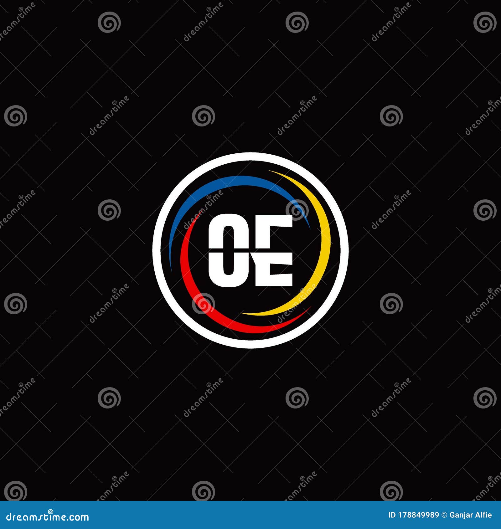 OE Monogram Logo Isolated on Circle Shape with 3 Slash Colors Rounded ...
