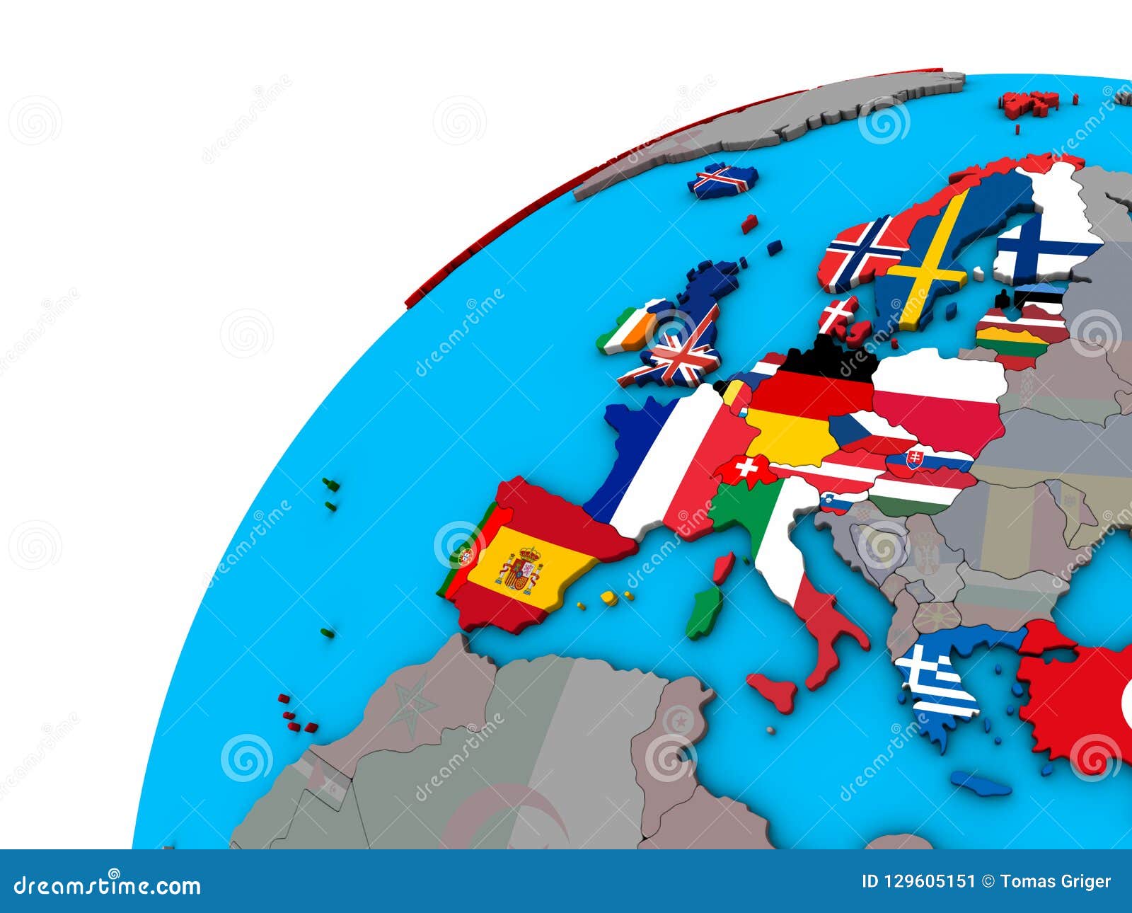 OECD European Members with Flags on 3D Globe Stock Illustration ...