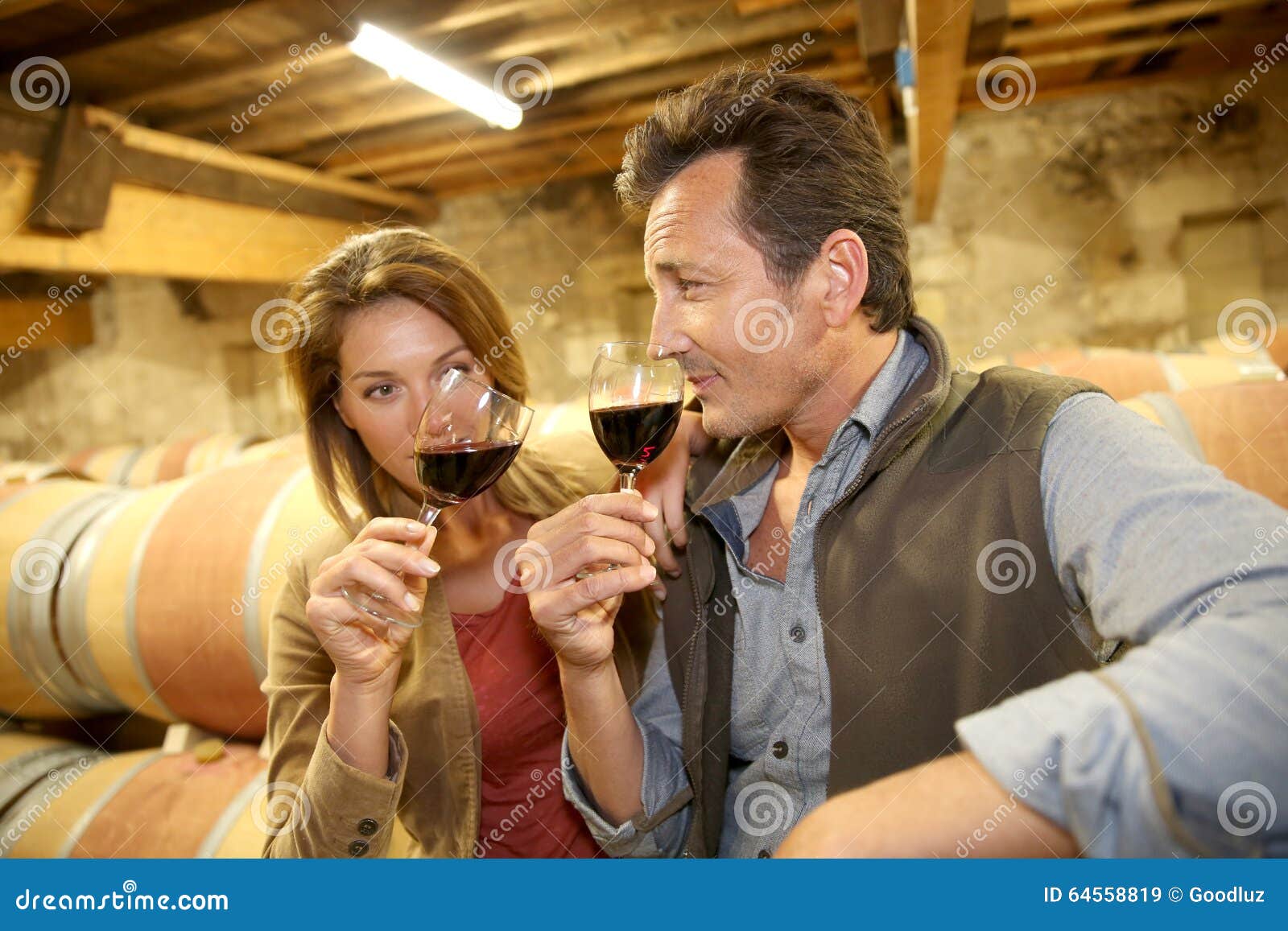 Oenologists Tasting New Wine Production in Wine Cellar Stock Image ...