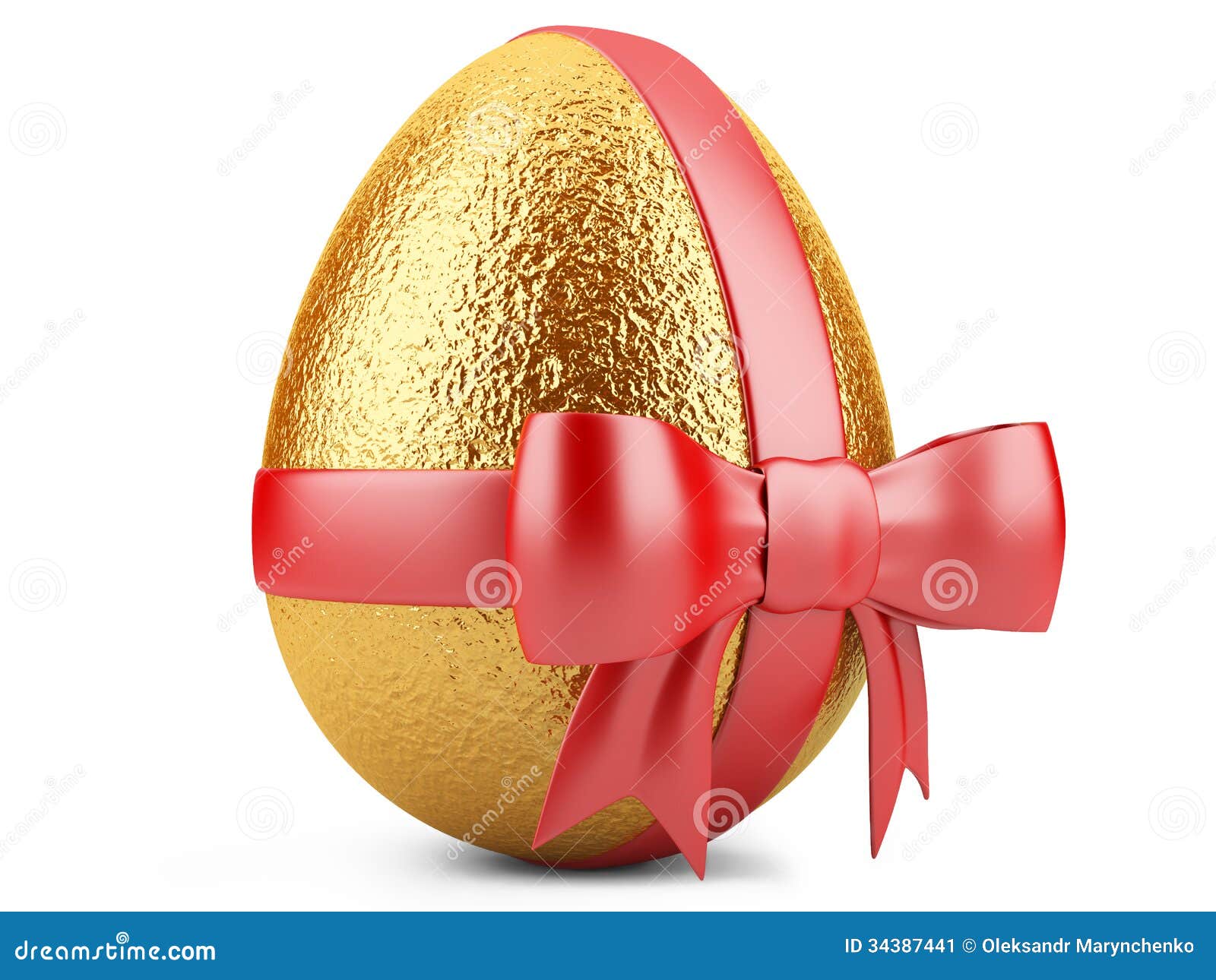 Oeuf De Pâques D'or Avec Le Ruban Rouge Illustration Stock ...