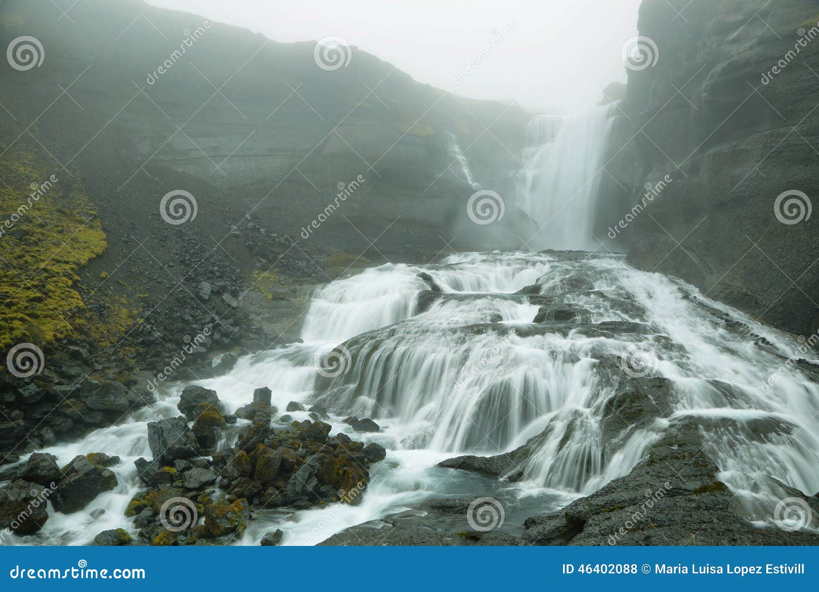 Ofaerufoss Waterfall in Eldgja Canyon Stock Photo - Image of icelandic ...