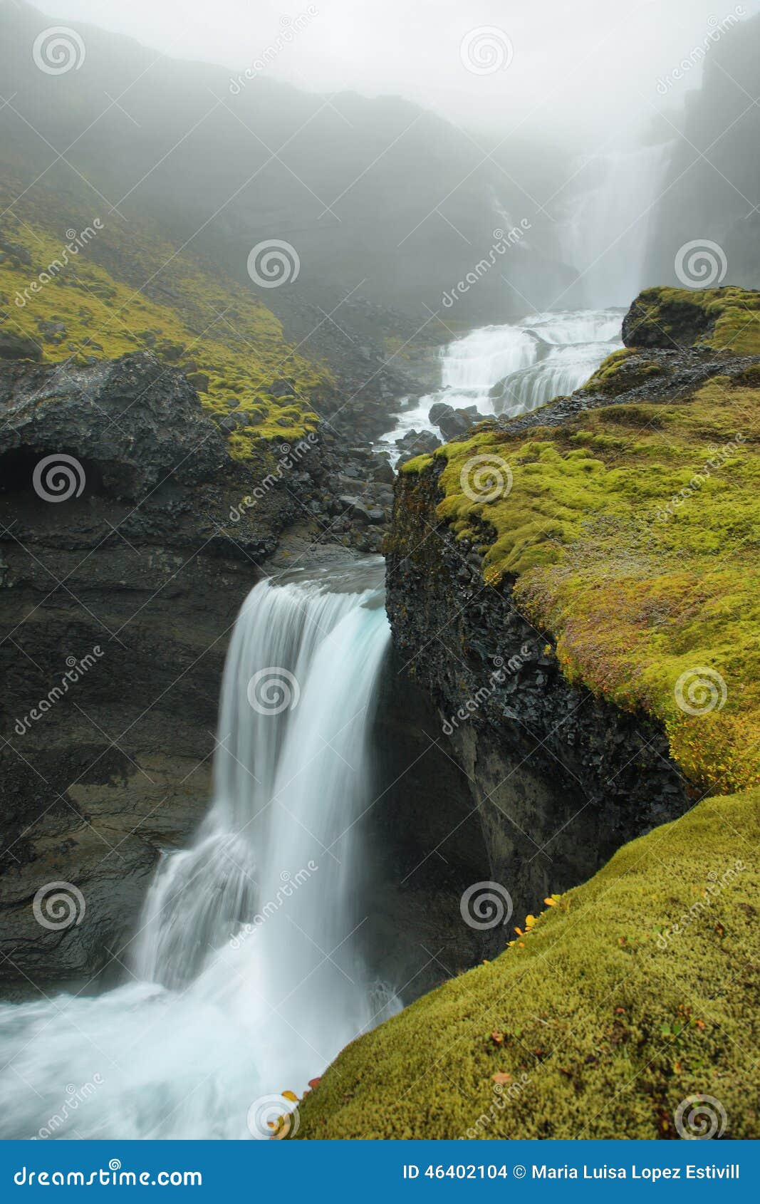 Ofaerufoss Waterfall in Eldgja Canyon Stock Photo - Image of falls ...
