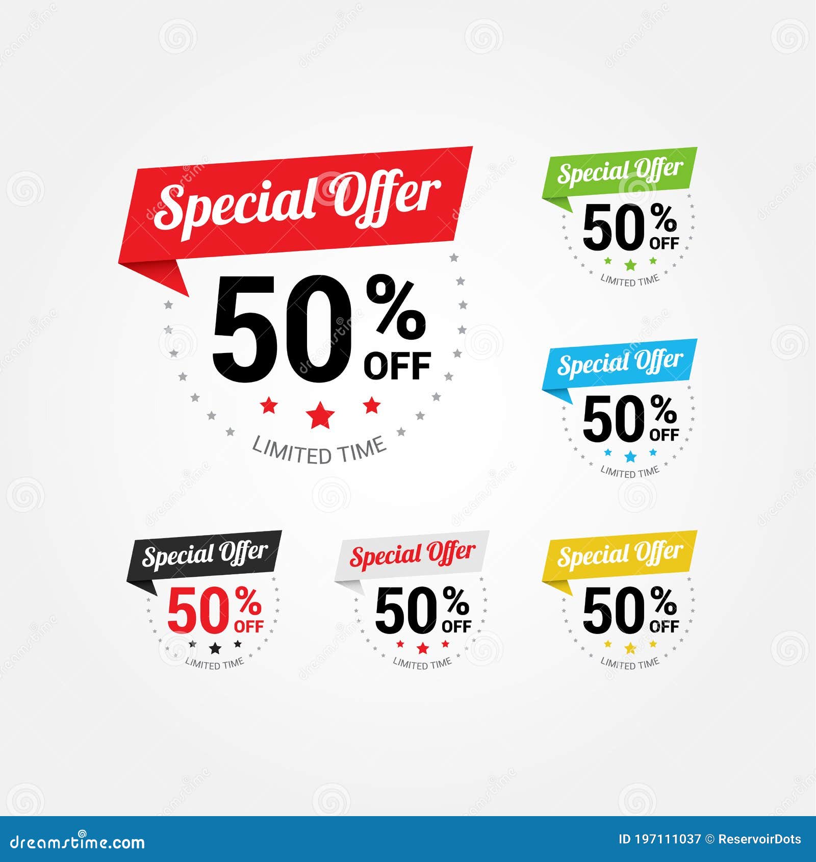 Oferta Especial 50% De Etiquetas Ilustración del Vector - Ilustración ...