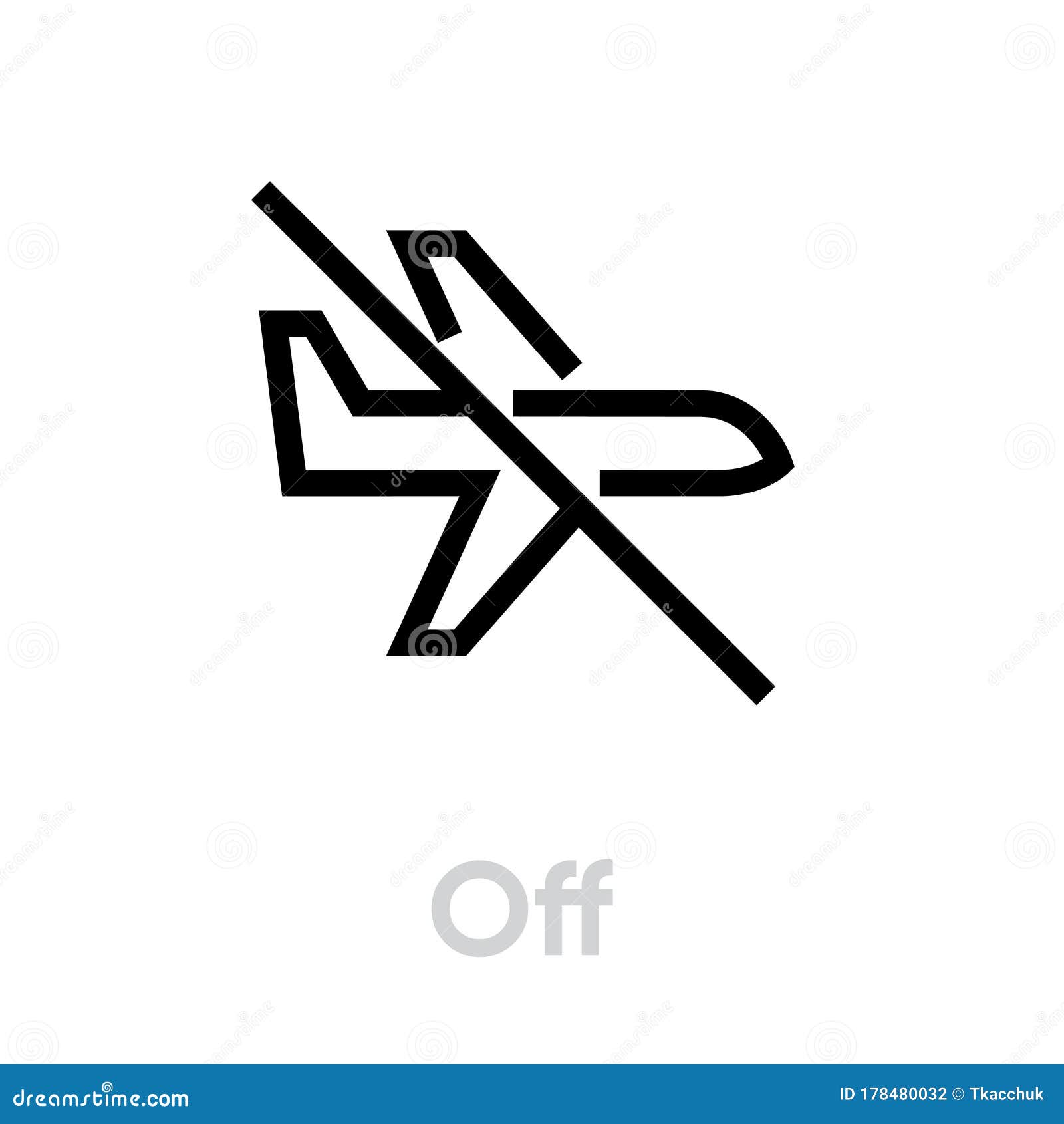 Off Airplane Icon. Editable Vector Outline Stock Vector - Illustration ...
