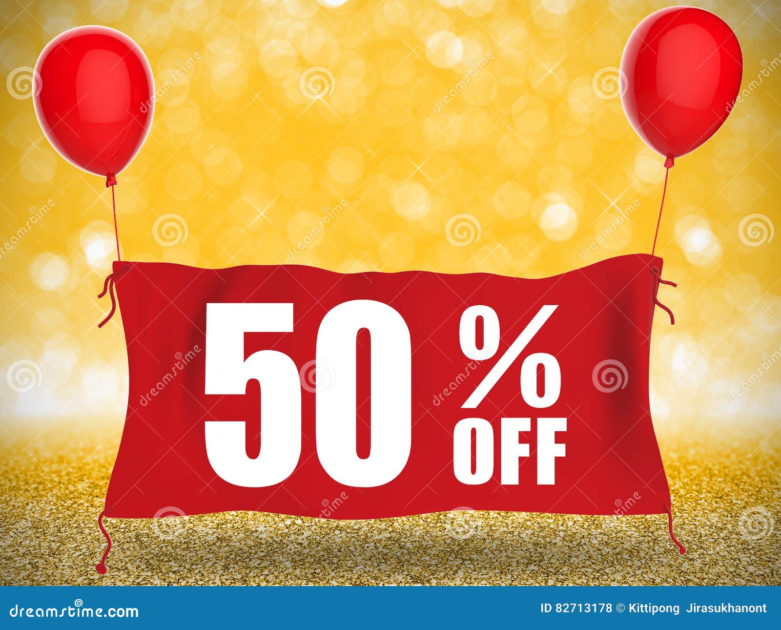 50 off banner on red cloth stock illustration. Illustration of special ...