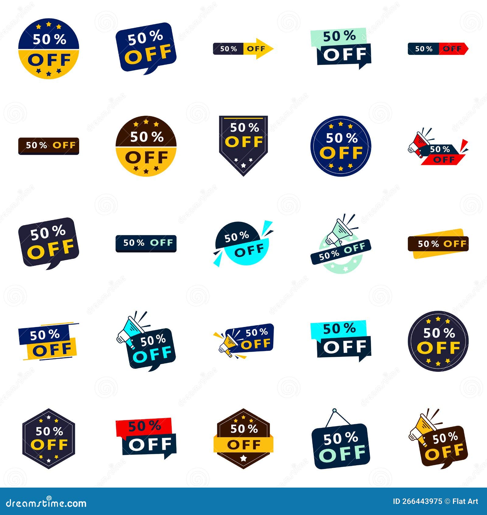 50 Off Banners Set - Attractive Designs Stock Vector - Illustration of ...