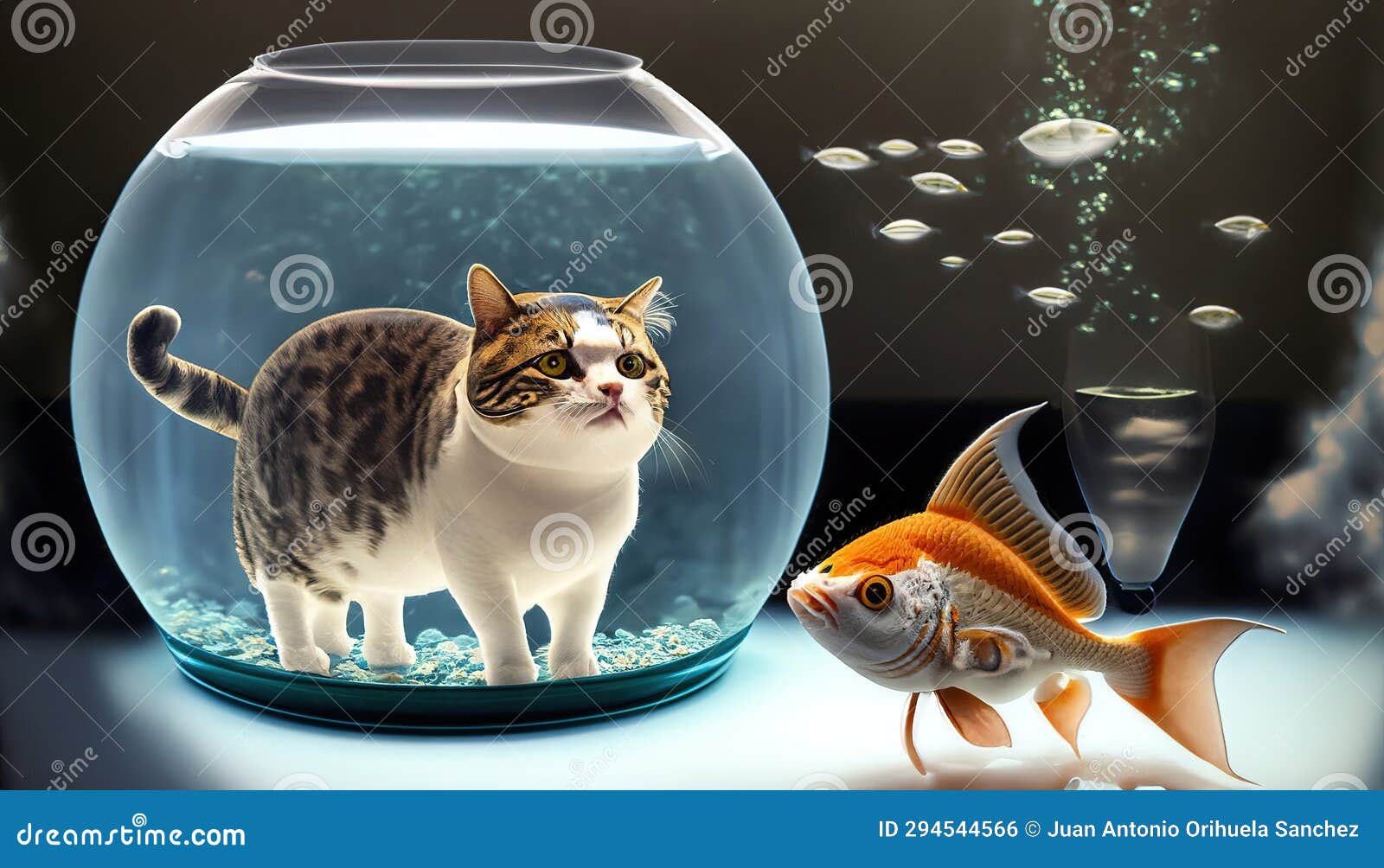 Off Beat Image. Fish Looking Curiously at a Car that is Inside a Round ...