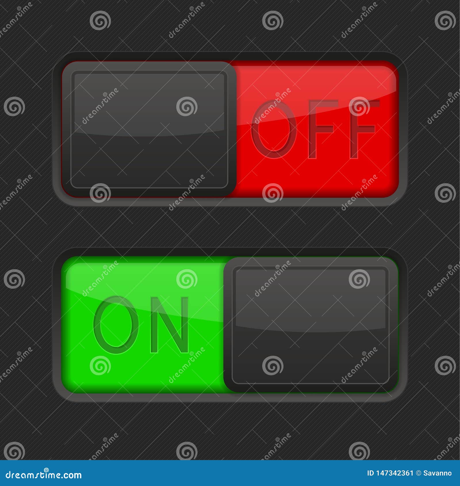 On and Off Black Toggle Switch Buttons. Red and Green Interface ...