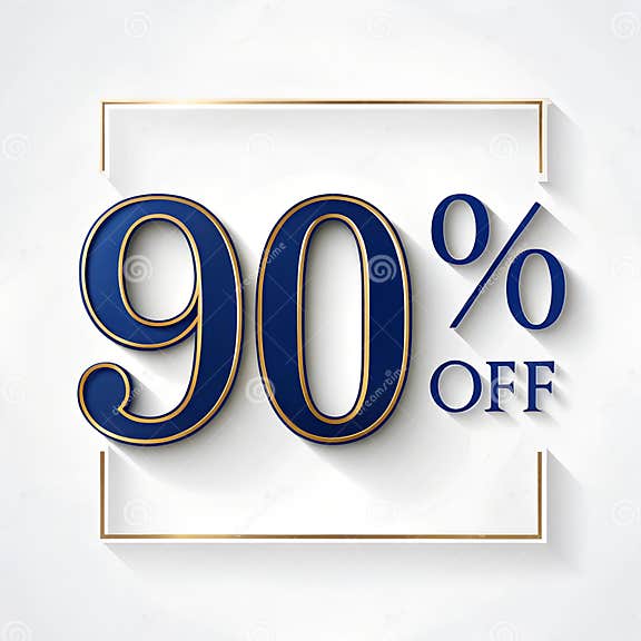 90 Off in Bold Navy Blue Letters on a Crisp White Background Stock ...