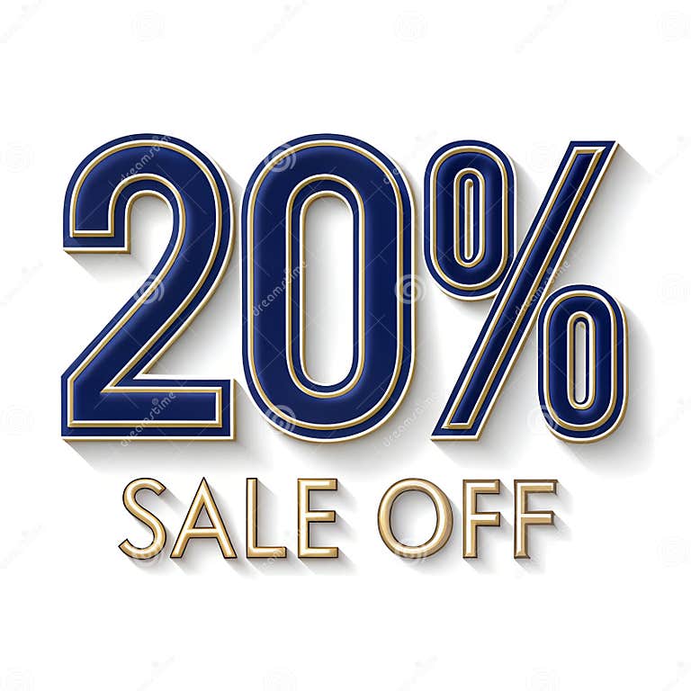 20 Off in Bold Navy Blue Letters on a Crisp White Background Stock ...