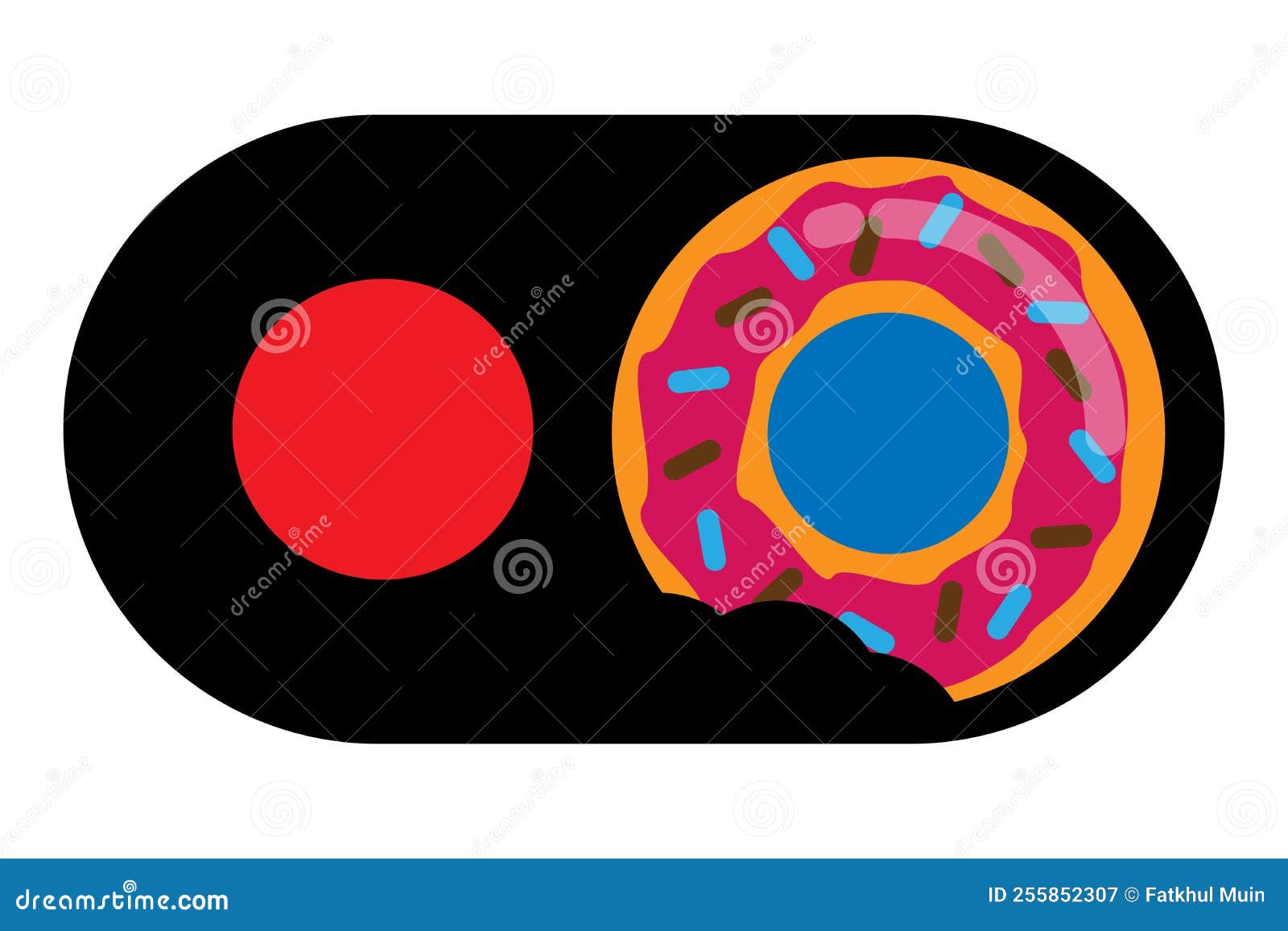 On Off Button with Donut Bite Stock Vector - Illustration of location ...