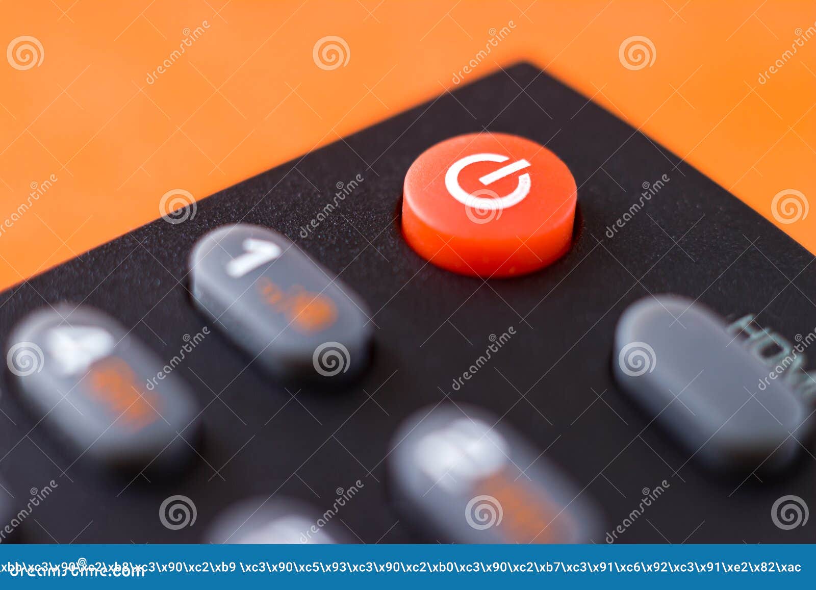 On / Off Button on the Remote Control. on an Orange Background Stock ...