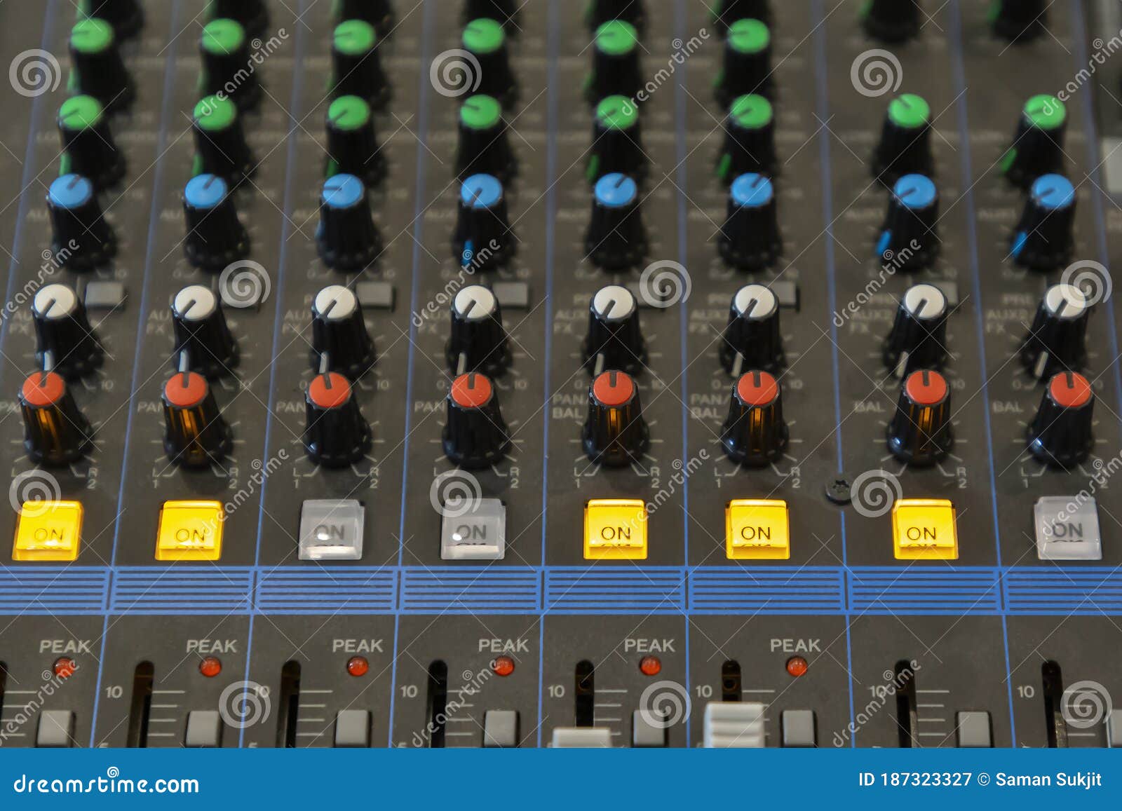 On-off Button and Switch on the Music Mixer Controller Stock Image ...