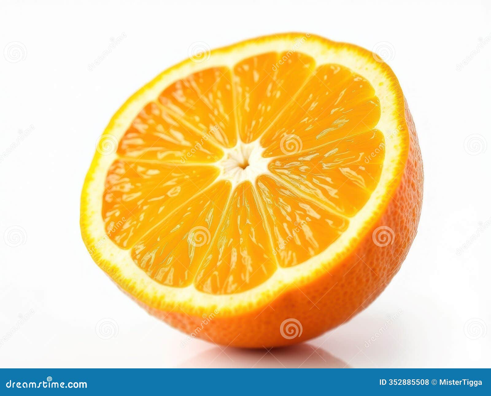 An Off-center Positioned, Ripe Orange on a Light Gray Background with ...