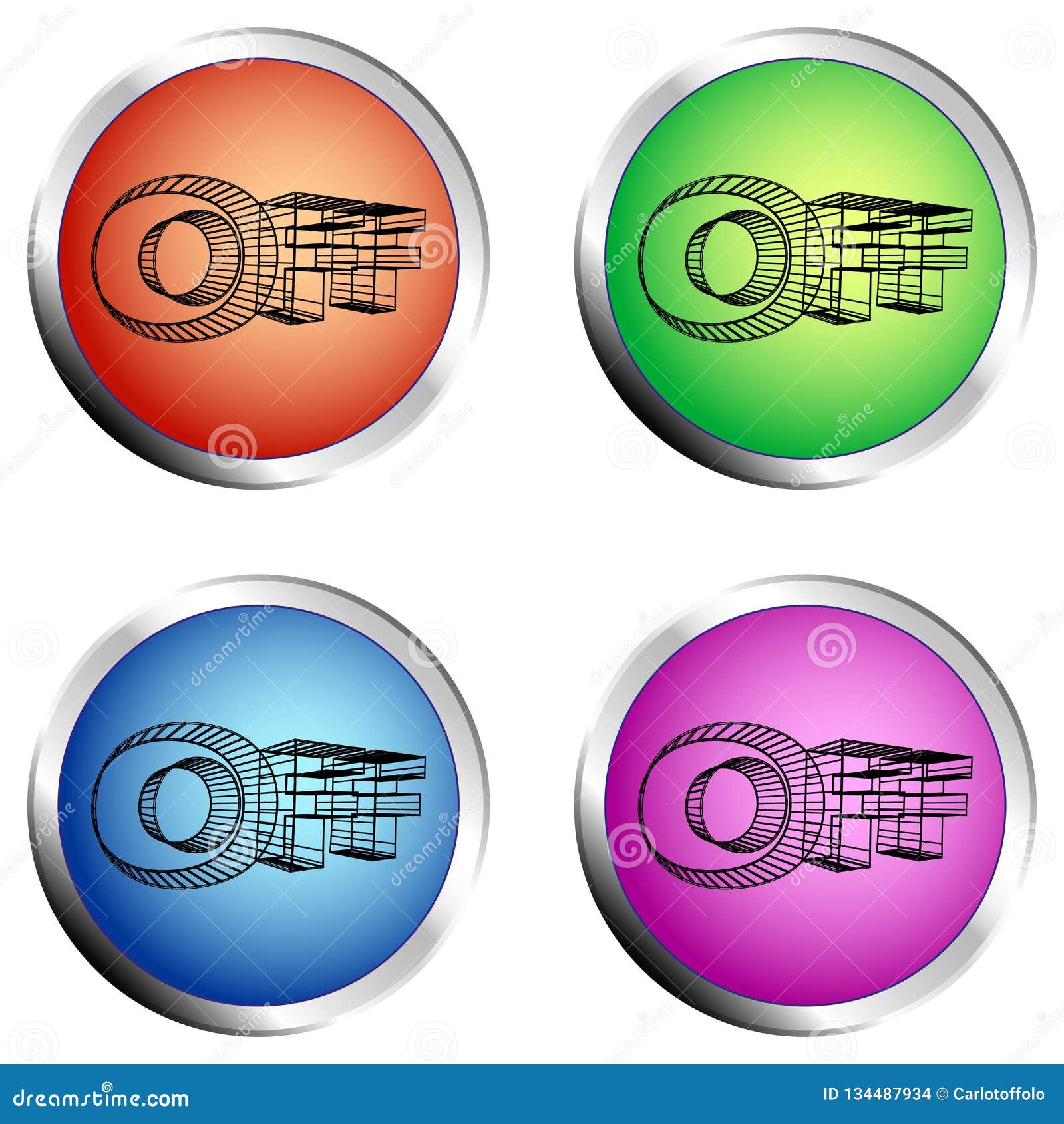 OFF Colored Circle Push Button Set Stock Vector - Illustration of ...