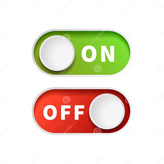 On and Off Green and Red Toggle Switch Buttons on White Stock Vector ...