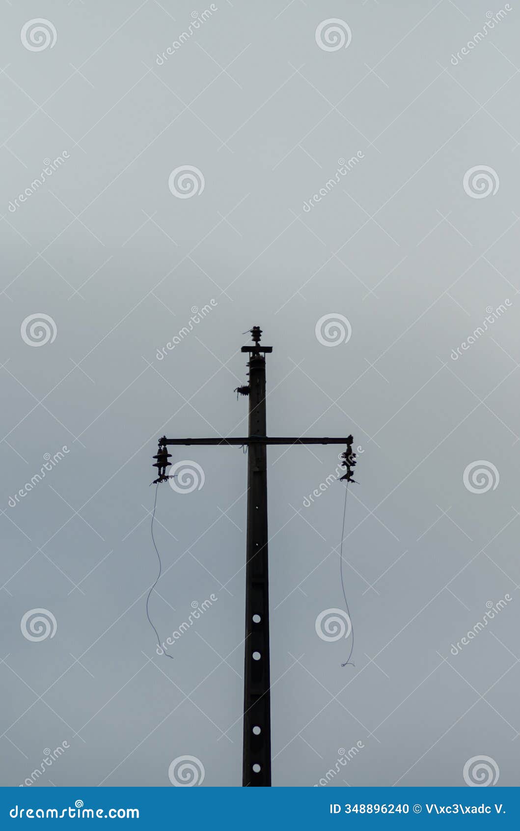 Off-grid Power Pole with Pieces of Wire Dangling from it Stock Photo ...