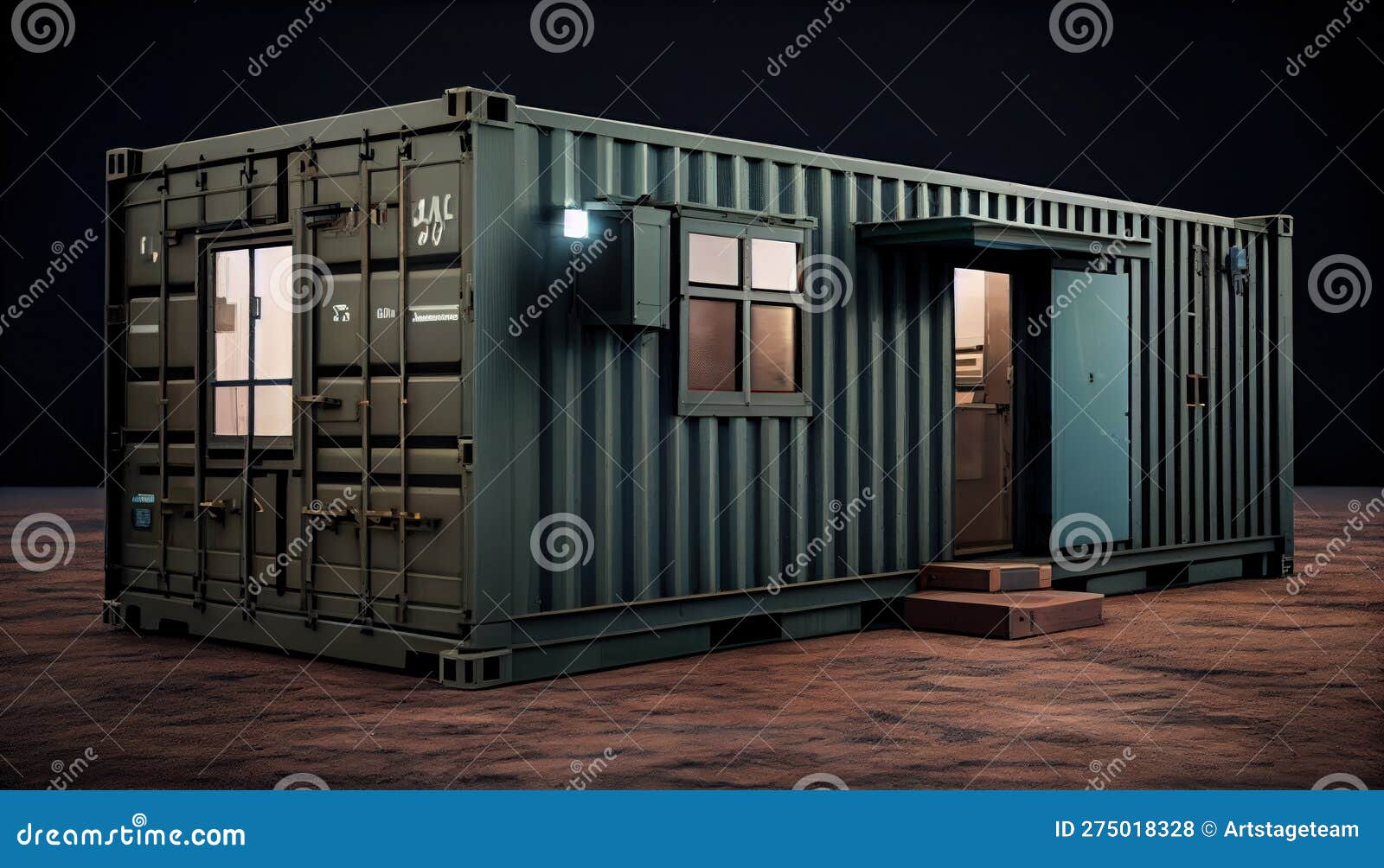 Off Grid Shipping Container Home Realistic Isolated. Al Generated Stock ...