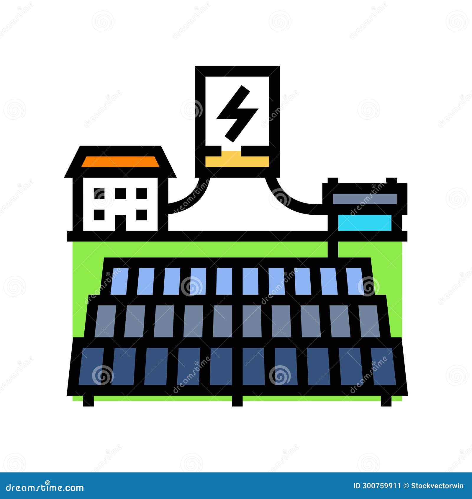Off Grid Solar Panel Color Icon Vector Illustration Stock Illustration ...