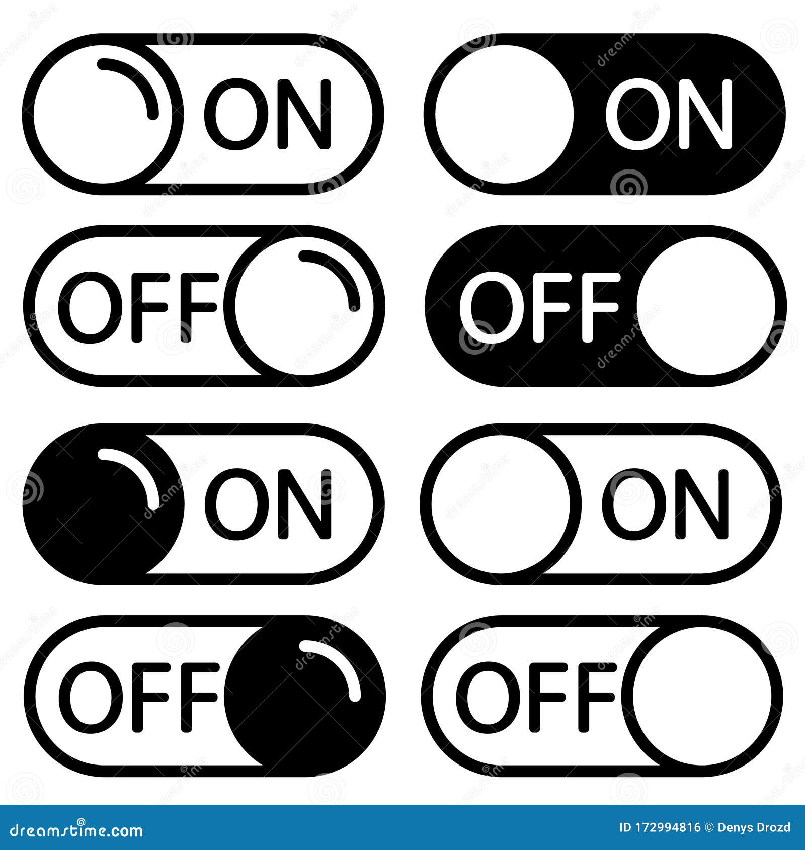 On Off Icon Vector Set. Switch Button Illustration Sign or Symbol ...