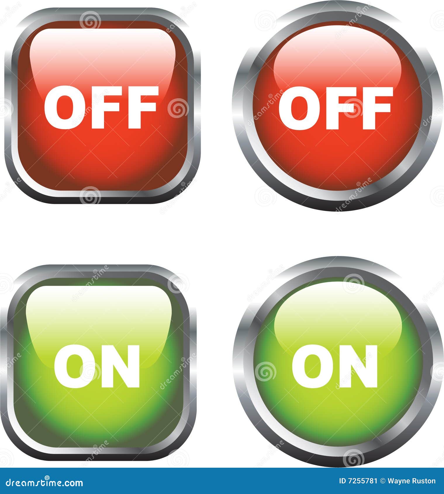 On / Off Icons stock vector. Illustration of icon, glass - 7255781
