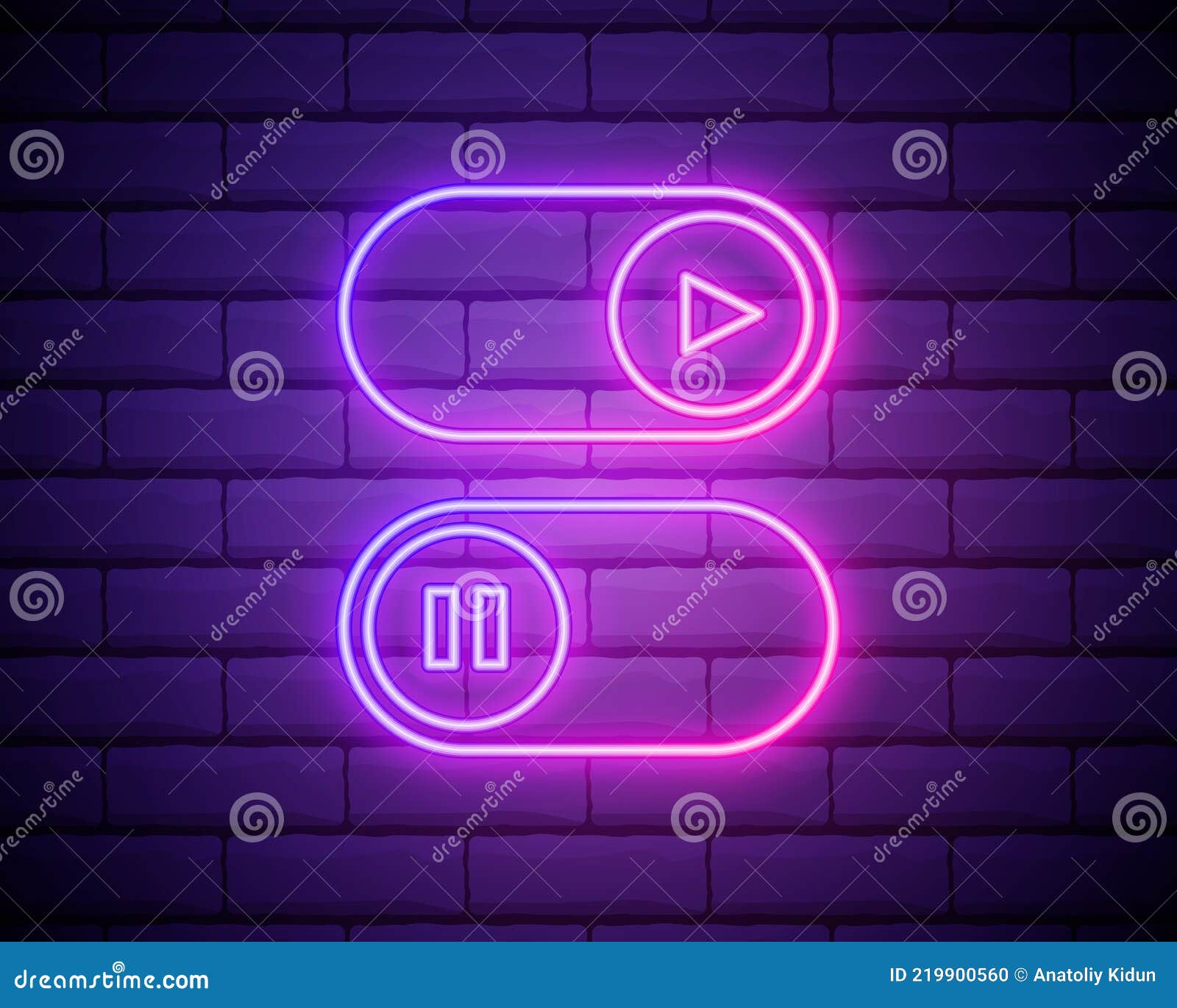 On and Off Lamp Neon Light Toggle Switch Button.Play and Pause ...