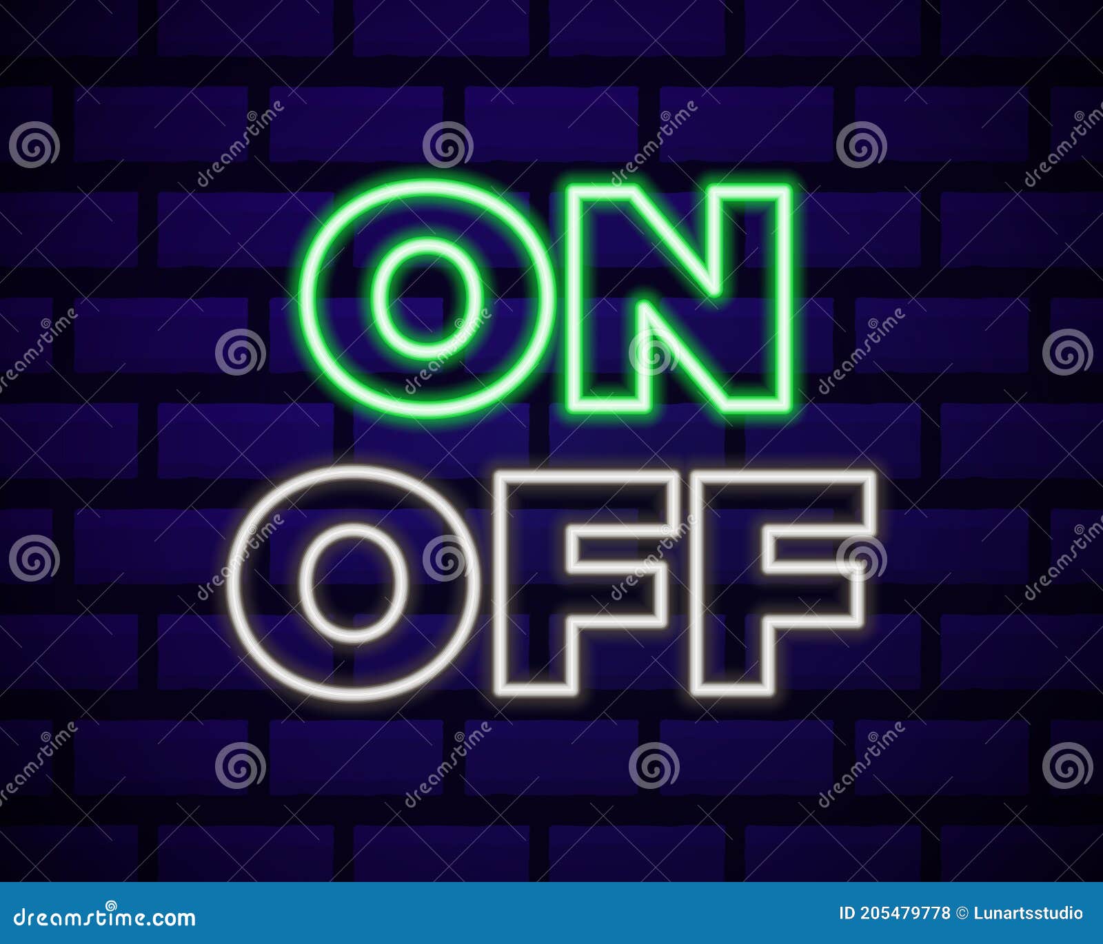 On and Off Lamp Neon Light Toggle Switch Button. Vector Illustration ...
