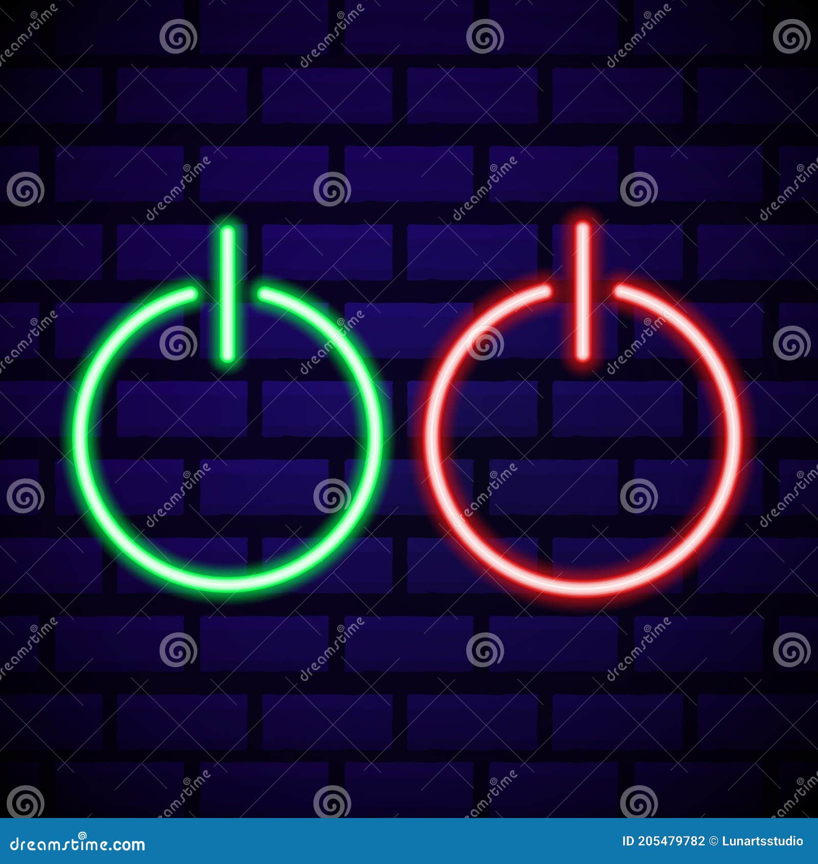 On and Off Lamp Neon Light Toggle Switch Button. Vector Illustration ...