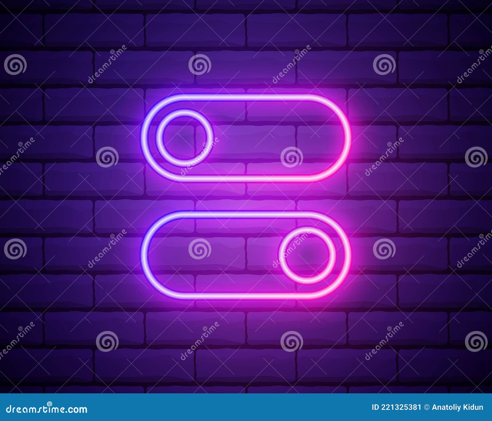 On and Off Lamp Neon Light Toggle Switch Button. Vector Illustration ...