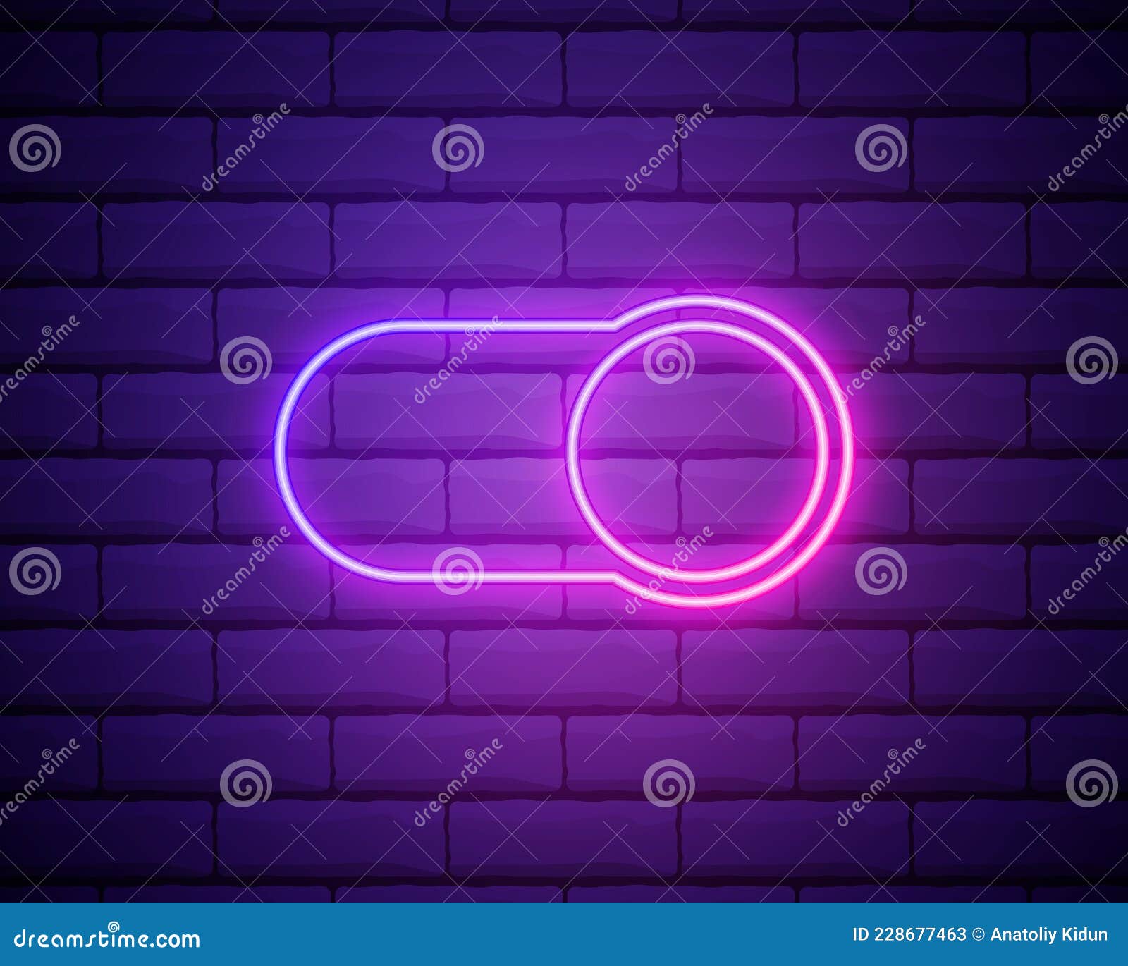 On and Off Lamp Neon Light Toggle Switch Button. Vector Illustration ...