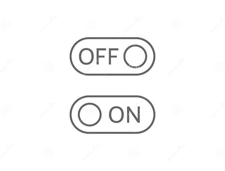 On and Off Line Art Icons. Switch Buttons on White Background. Toggle ...