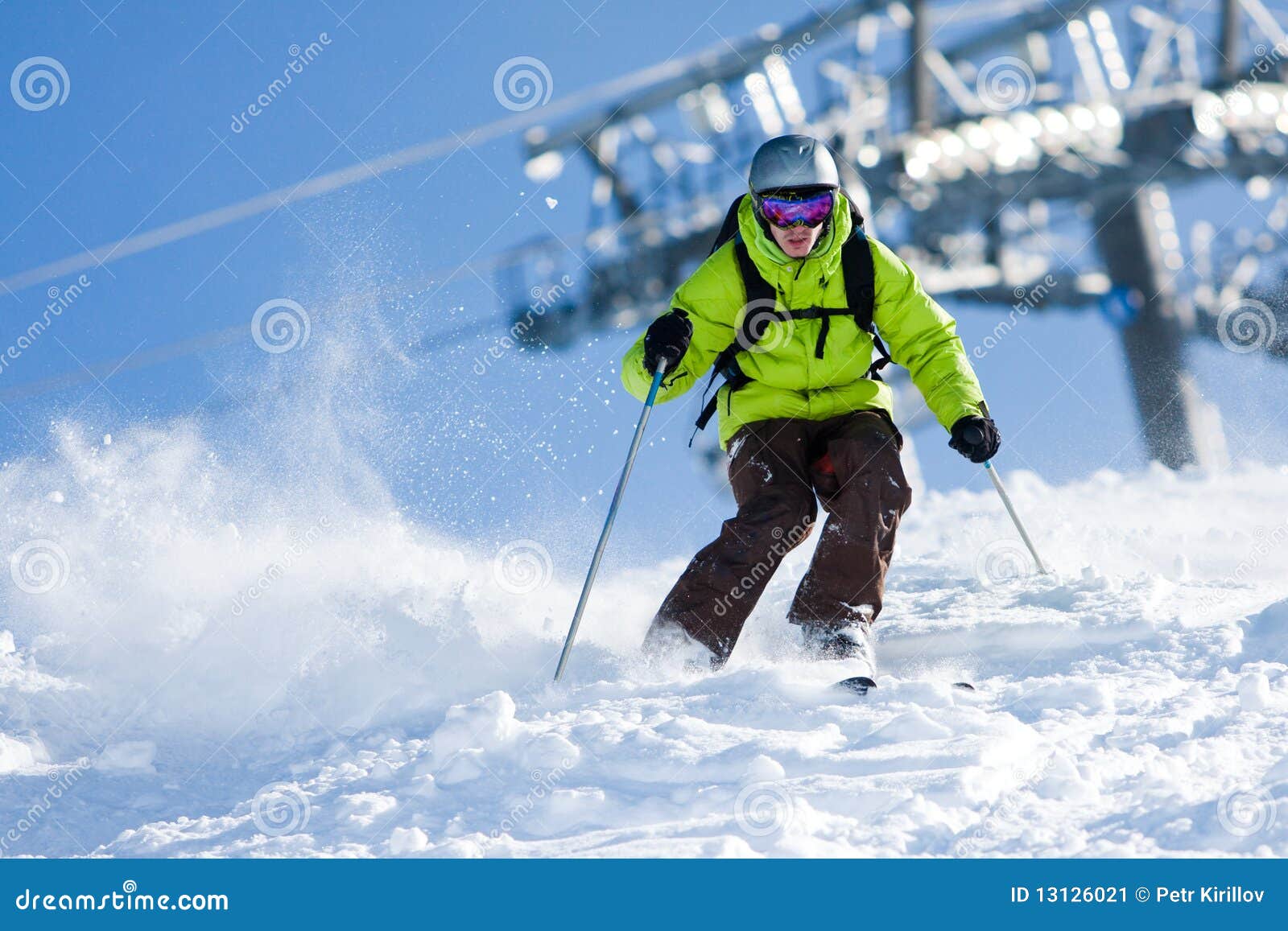 Off-piste skiing stock image. Image of powder, young - 13126021
