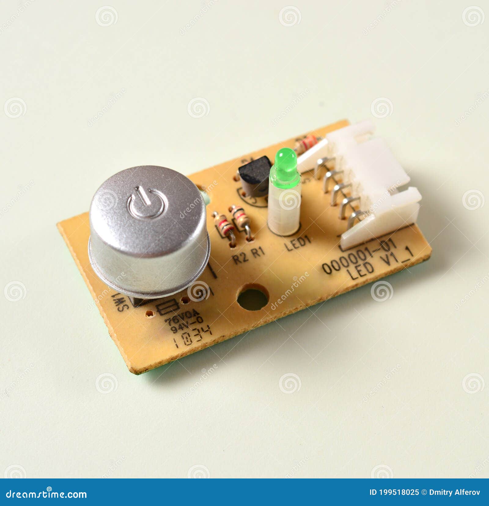 On and Off Power Button with an Electronic Board on Which the Resistors ...