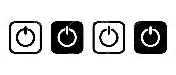 On Off Power Button Icon on Black Square. Switch on Switch Off Sign ...