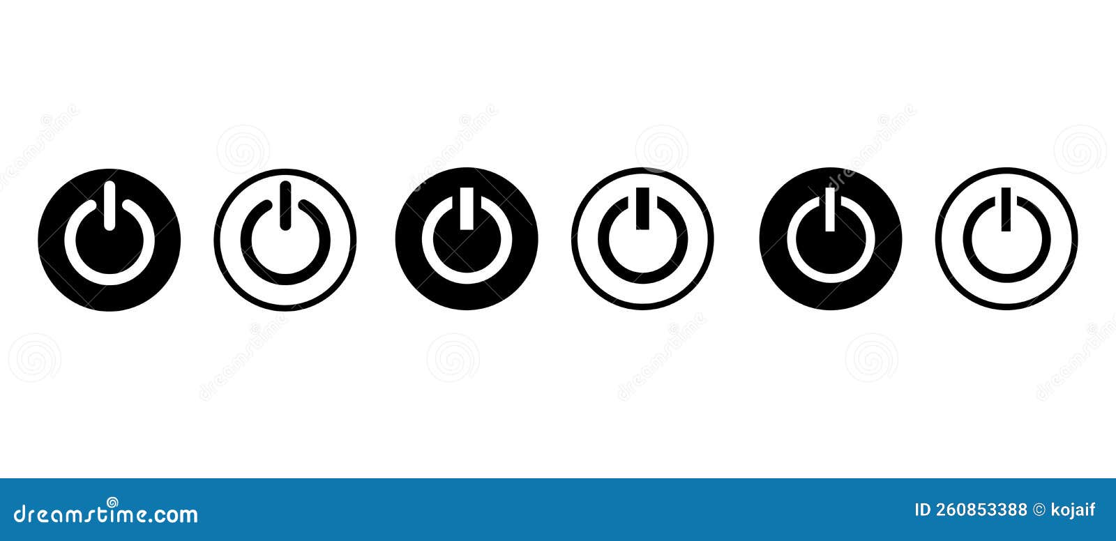 On Off Power Button, Vector Icons Set. Press Start Button Sign Stock ...