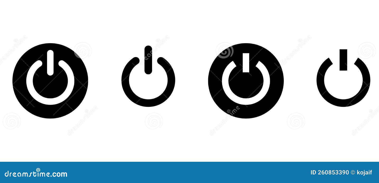 On Off Power Button, Vector Icons Set. Switch or Press Start Button ...