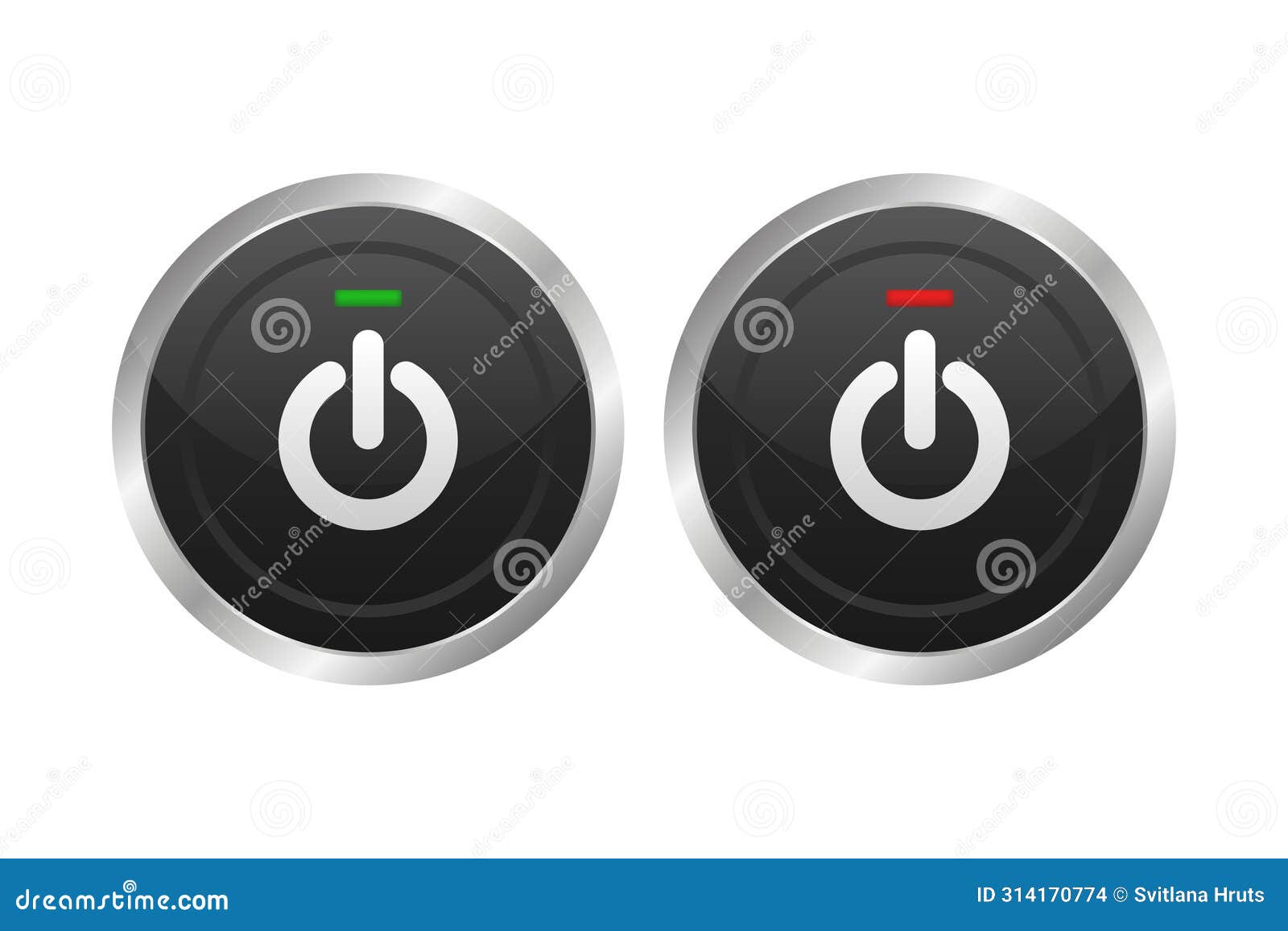 On and Off Push Button. Power Switch Button with Turn on Off. Vector ...