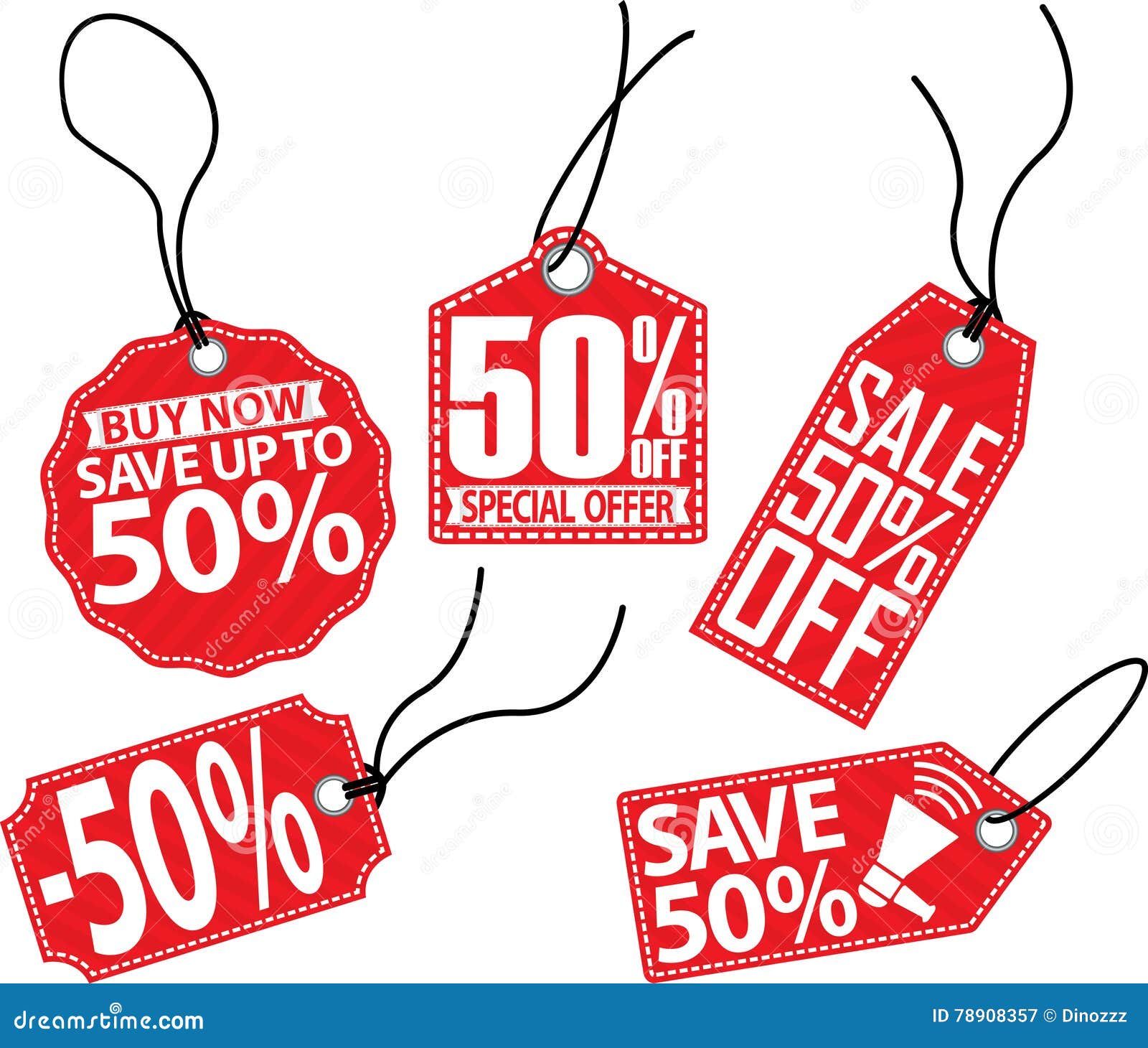 50 Off Red Tag Set, Illustration Stock Illustration - Illustration of ...