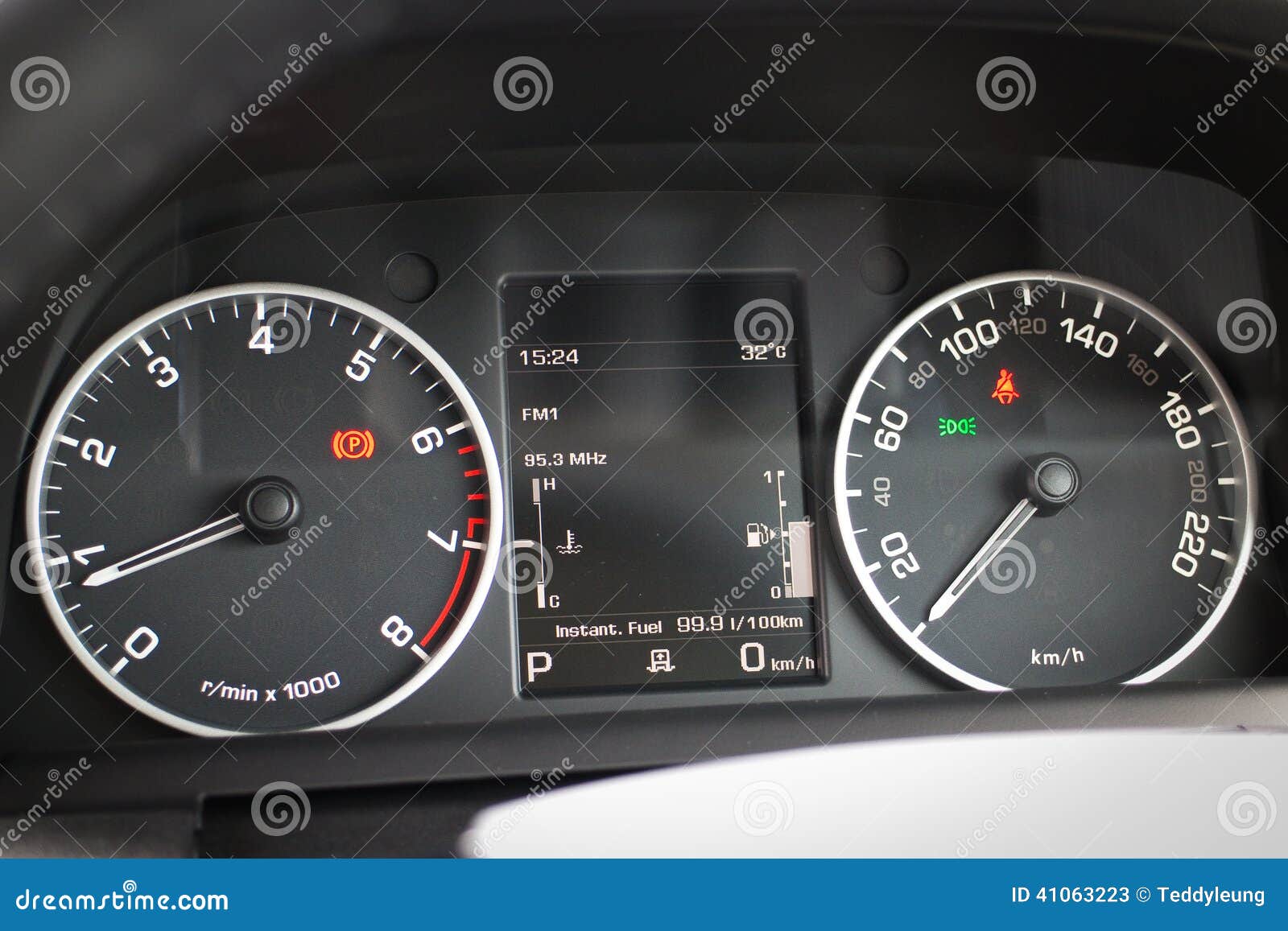 Off-Road Car Dashboard with Black and WhiteLED Display Stock Image ...