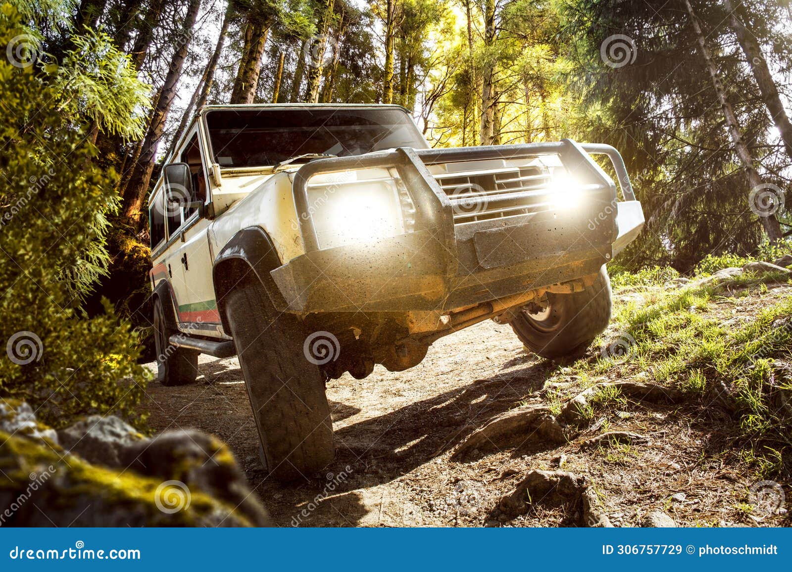Off-Road Car Driving in the Forest Stock Image - Image of people ...